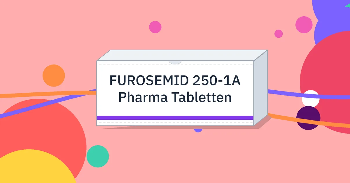 Symbolbild: Packung mit der Aufschrift FUROSEMID 250-1A Pharma Tabletten (PZN 02950906) – Verfügbarkeit und Bezug in Apotheken in Frankfurt am Main