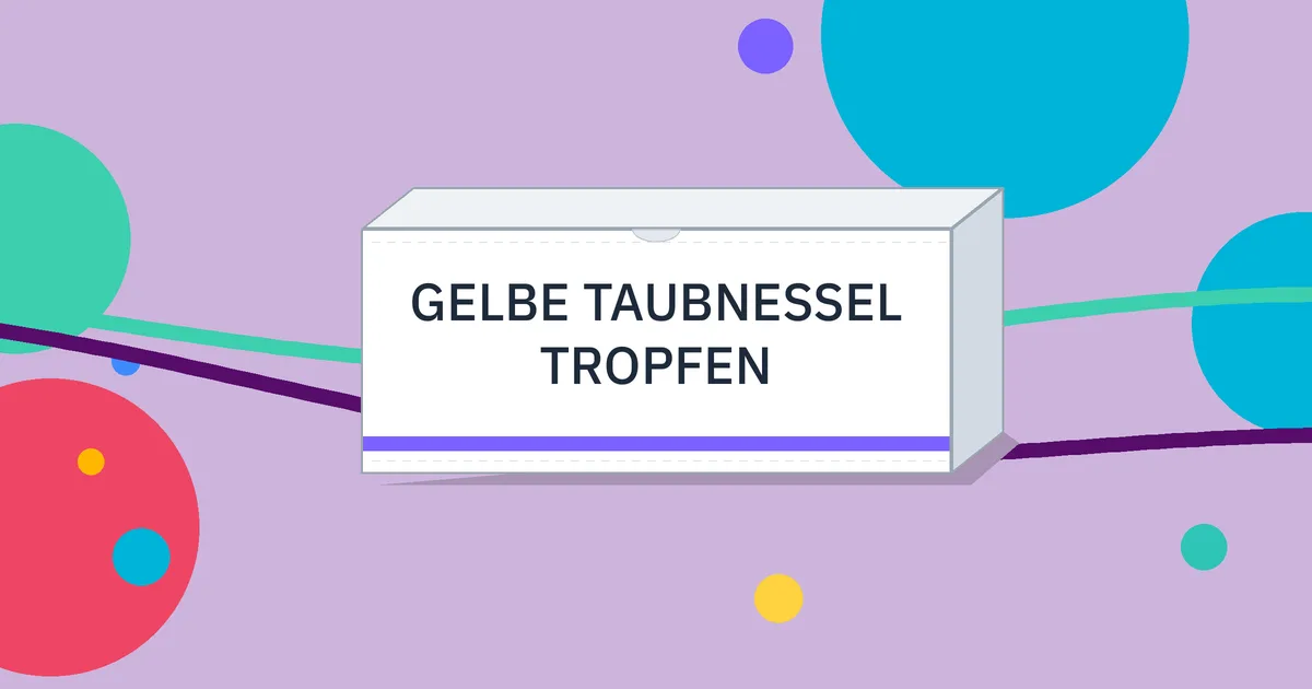 Symbolbild: Packung mit der Aufschrift GELBE TAUBNESSEL TROPFEN (PZN 14126489) – Verfügbarkeit und Bezug in Apotheken in Frankfurt am Main
