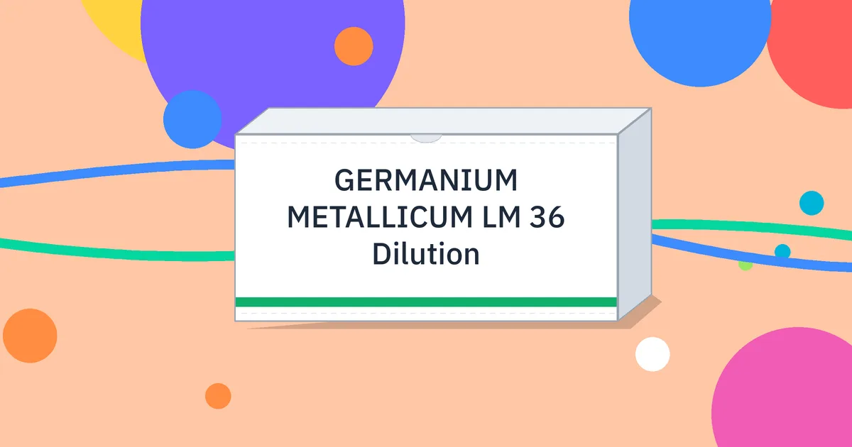 Symbolbild: Packung mit der Aufschrift GERMANIUM METALLICUM LM 36 Dilution (PZN 12877406) – Verfügbarkeit und Bezug in Apotheken in Frankfurt am Main