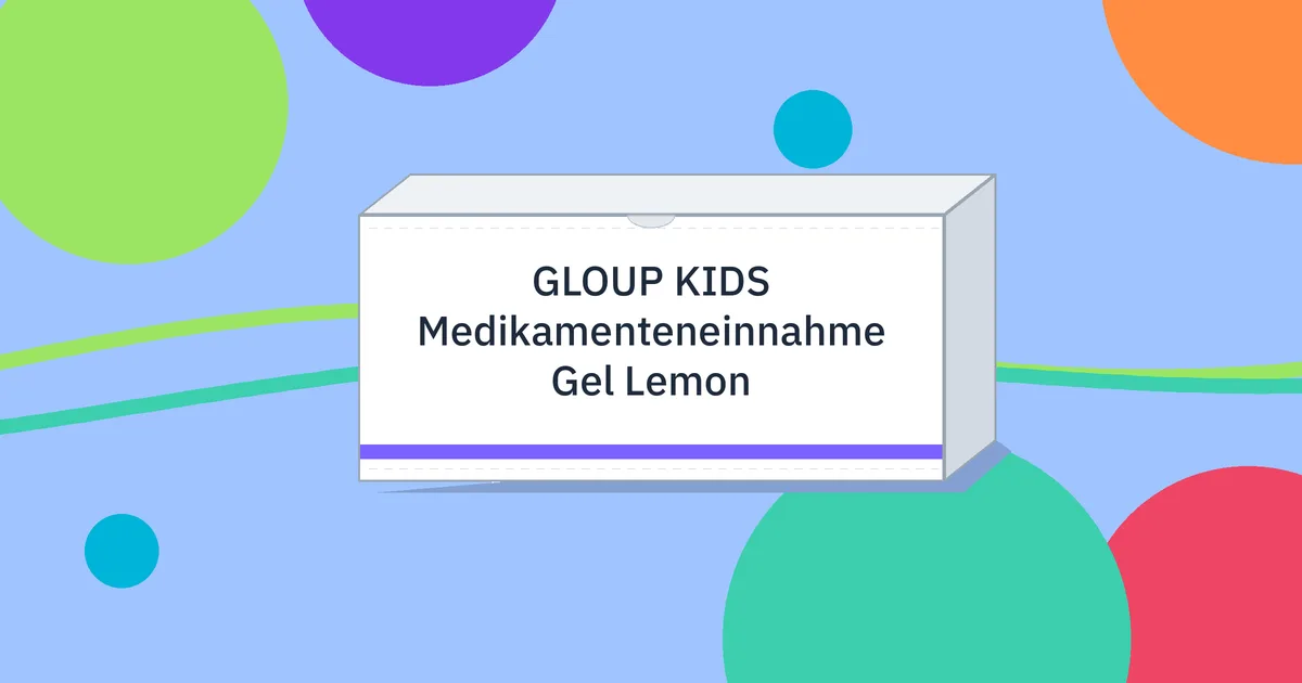 Symbolbild: Packung mit der Aufschrift GLOUP KIDS Medikamenteneinnahme Gel Lemon (PZN 19689151) – Verfügbarkeit und Bezug in Apotheken in Frankfurt am Main