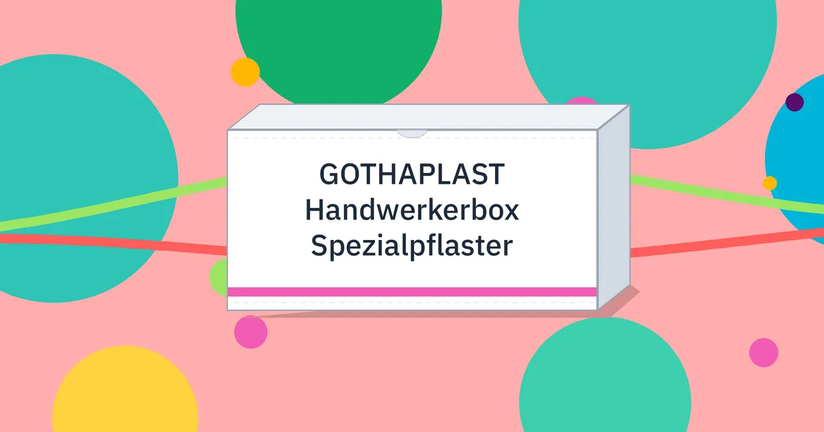 Symbolbild: Packung mit der Aufschrift GOTHAPLAST Handwerkerbox Spezialpflaster (PZN 07508262) – Verfügbarkeit und Bezug in Apotheken in Frankfurt am Main