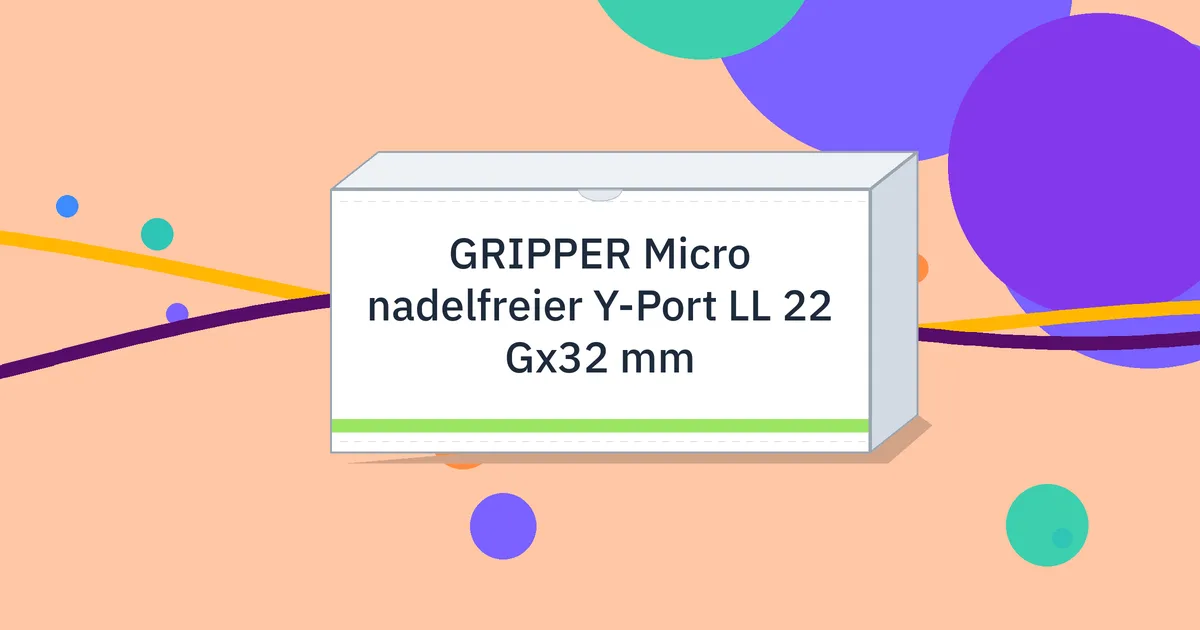 Symbolbild: Packung mit der Aufschrift GRIPPER Micro nadelfreier Y-Port LL 22 Gx32 mm (PZN 09675461) – Verfügbarkeit und Bezug in Apotheken in Frankfurt am Main