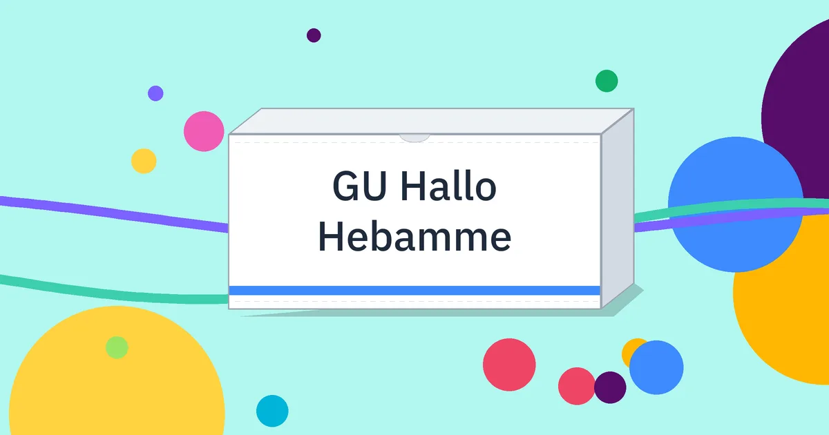 Symbolbild: Packung mit der Aufschrift GU Hallo Hebamme (PZN 19349372) – Verfügbarkeit und Bezug in Apotheken in Frankfurt am Main