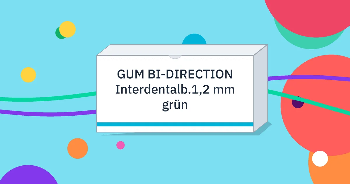 Symbolbild: Packung mit der Aufschrift GUM BI-DIRECTION Interdentalb.1,2 mm grün (PZN 20599476) – Verfügbarkeit und Bezug in Apotheken in Frankfurt am Main