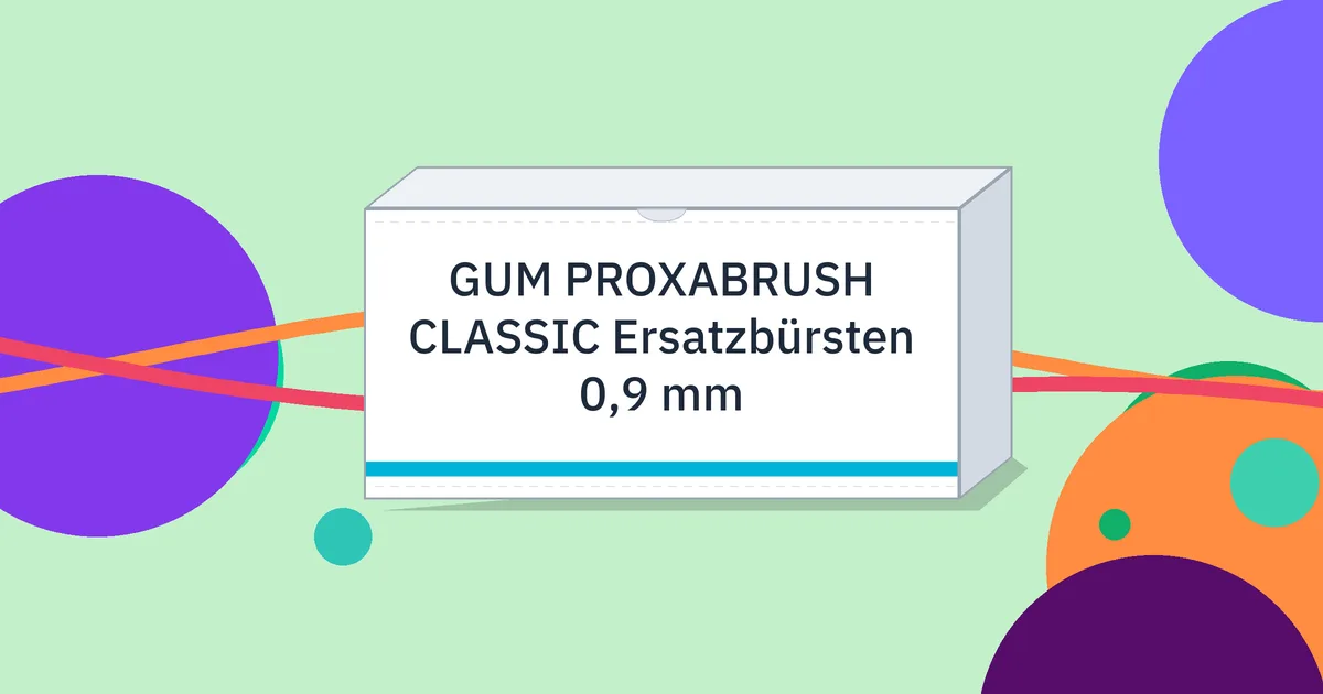 Symbolbild: Packung mit der Aufschrift GUM PROXABRUSH CLASSIC Ersatzbürsten 0,9 mm (PZN 11347994) – Verfügbarkeit und Bezug in Apotheken in Frankfurt am Main