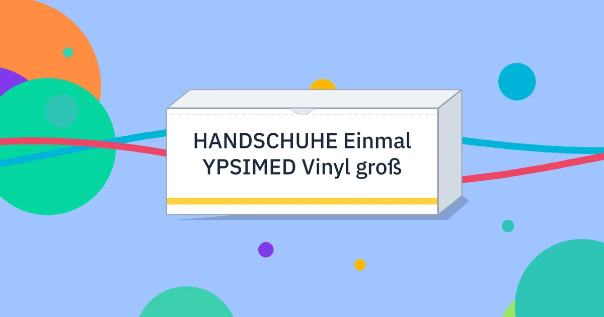 Symbolbild: Packung mit der Aufschrift HANDSCHUHE Einmal YPSIMED Vinyl groß (PZN 03369964) – Verfügbarkeit und Bezug in Apotheken in Frankfurt am Main