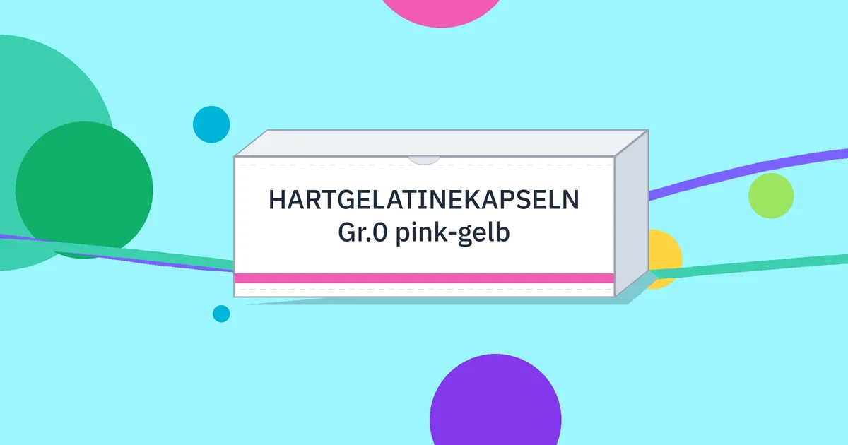 Symbolbild: Packung mit der Aufschrift HARTGELATINEKAPSELN Gr.0 pink-gelb (PZN 17857986) – Verfügbarkeit und Bezug in Apotheken in Frankfurt am Main