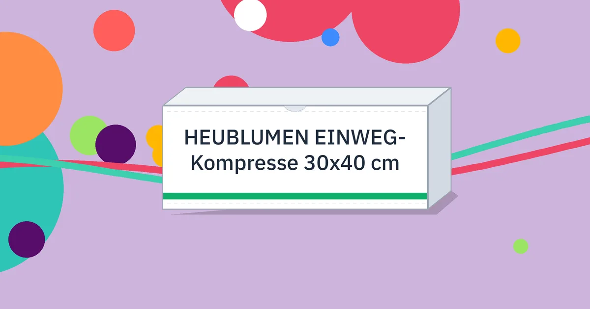 Symbolbild: Packung mit der Aufschrift HEUBLUMEN EINWEG-Kompresse 30x40 cm (PZN 00117305) – Verfügbarkeit und Bezug in Apotheken in Frankfurt am Main