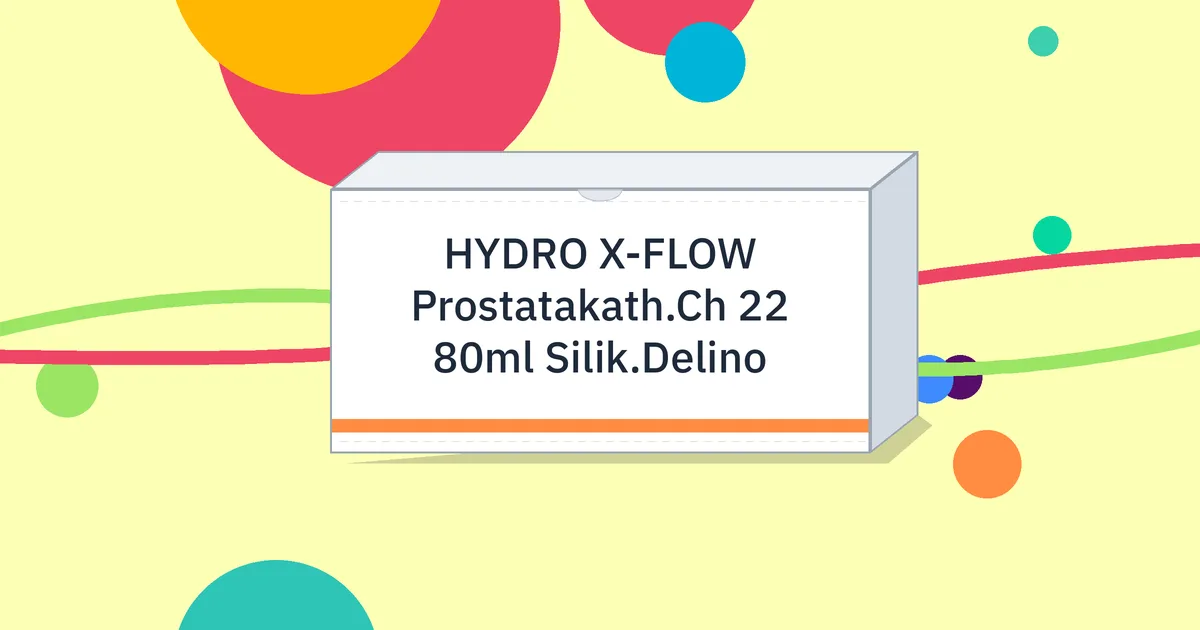 Symbolbild: Packung mit der Aufschrift HYDRO X-FLOW Prostatakath.Ch 22 80ml Silik.Delino (PZN 17508837) – Verfügbarkeit und Bezug in Apotheken in Frankfurt am Main