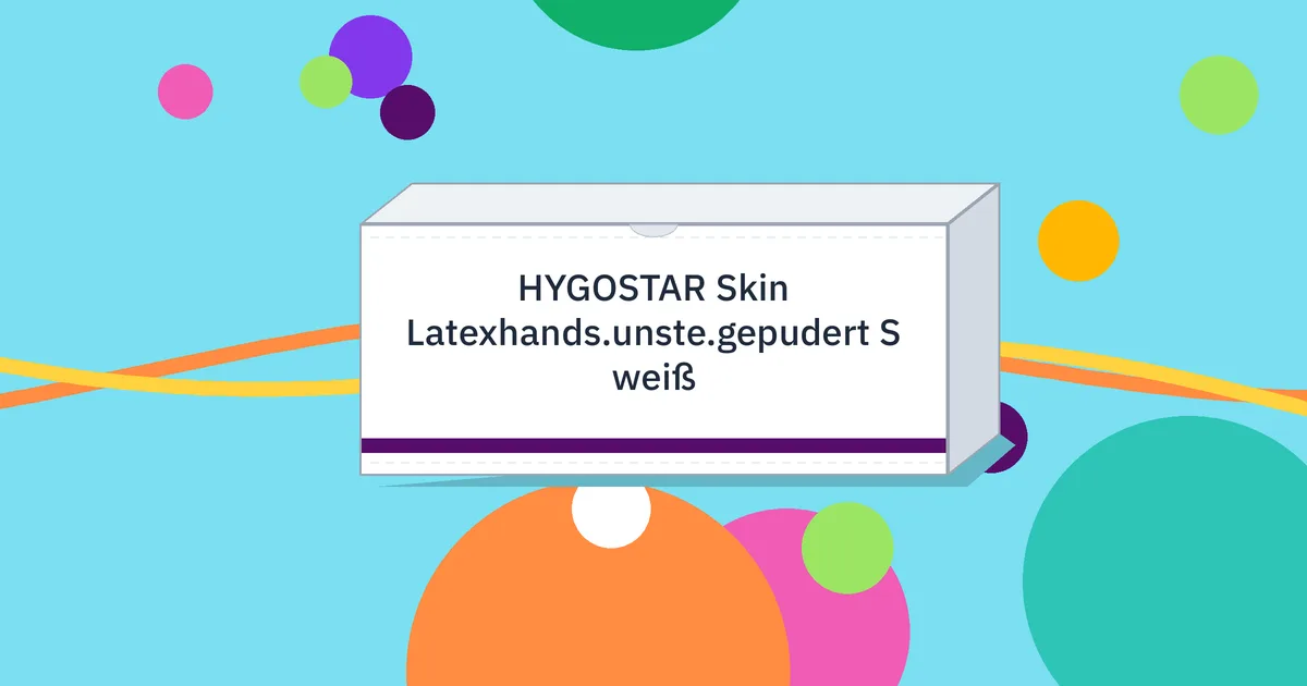 Symbolbild: Packung mit der Aufschrift HYGOSTAR Skin Latexhands.unste.gepudert S weiß (PZN 20775370) – Verfügbarkeit und Bezug in Apotheken in Frankfurt am Main