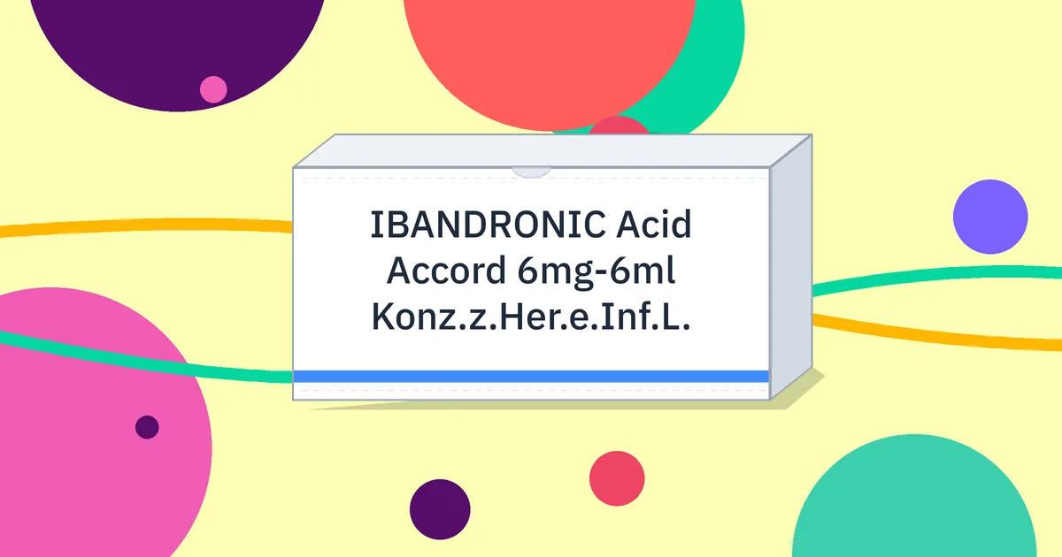 Symbolbild: Packung mit der Aufschrift IBANDRONIC Acid Accord 6mg-6ml Konz.z.Her.e.Inf.L. (PZN 16944453) – Verfügbarkeit und Bezug in Apotheken in Frankfurt am Main