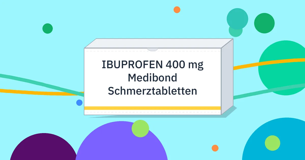 Symbolbild: Packung mit der Aufschrift IBUPROFEN 400 mg Medibond Schmerztabletten (PZN 12472371) – Verfügbarkeit und Bezug in Apotheken in Frankfurt am Main