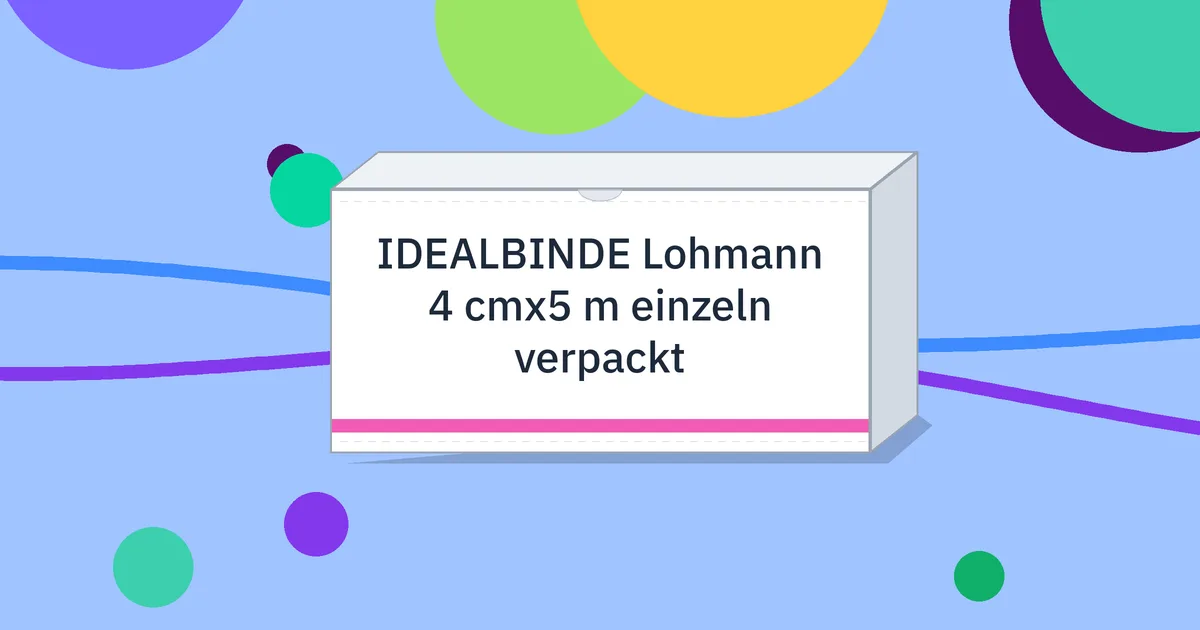 Symbolbild: Packung mit der Aufschrift IDEALBINDE Lohmann 4 cmx5 m einzeln verpackt (PZN 15998642) – Verfügbarkeit und Bezug in Apotheken in Frankfurt am Main