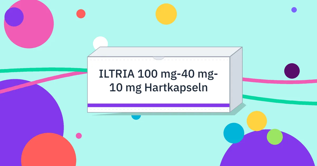 Symbolbild: Packung mit der Aufschrift ILTRIA 100 mg-40 mg-10 mg Hartkapseln (PZN 13360007) – Verfügbarkeit und Bezug in Apotheken in Frankfurt am Main