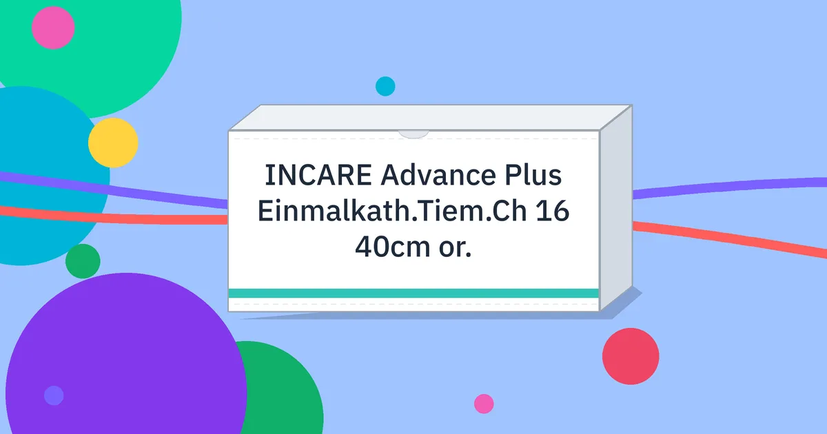 Symbolbild: Packung mit der Aufschrift INCARE Advance Plus Einmalkath.Tiem.Ch 16 40cm or. (PZN 02258990) – Verfügbarkeit und Bezug in Apotheken in Frankfurt am Main