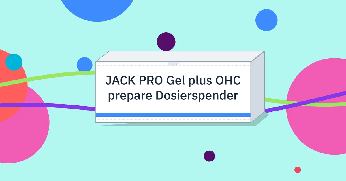 Symbolbild: Packung mit der Aufschrift JACK PRO Gel plus OHC prepare Dosierspender (PZN 19799589) – Verfügbarkeit und Bezug in Apotheken in Frankfurt am Main