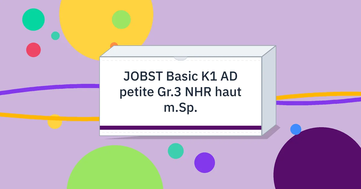 Symbolbild: Packung mit der Aufschrift JOBST Basic K1 AD petite Gr.3 NHR haut m.Sp. (PZN 15312998) – Verfügbarkeit und Bezug in Apotheken in Frankfurt am Main