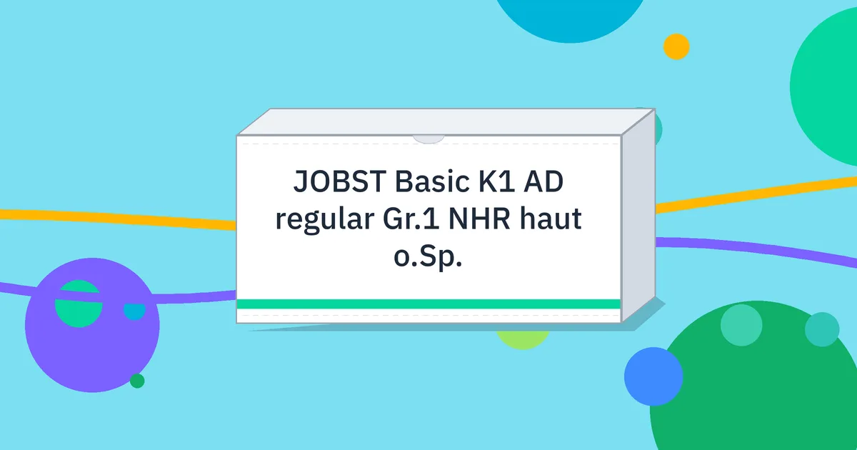 Symbolbild: Packung mit der Aufschrift JOBST Basic K1 AD regular Gr.1 NHR haut o.Sp. (PZN 15312751) – Verfügbarkeit und Bezug in Apotheken in Frankfurt am Main