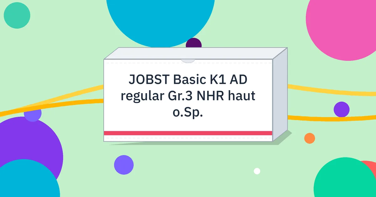 Symbolbild: Packung mit der Aufschrift JOBST Basic K1 AD regular Gr.3 NHR haut o.Sp. (PZN 15312774) – Verfügbarkeit und Bezug in Apotheken in Frankfurt am Main