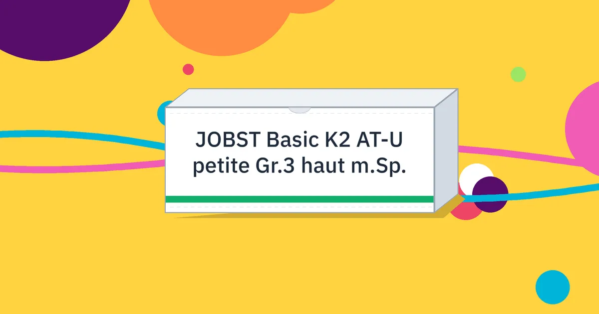 Symbolbild: Packung mit der Aufschrift JOBST Basic K2 AT-U petite Gr.3 haut m.Sp. (PZN 13060512) – Verfügbarkeit und Bezug in Apotheken in Frankfurt am Main