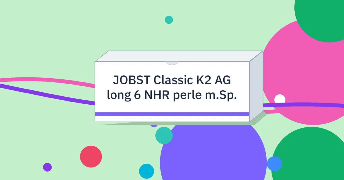 Symbolbild: Packung mit der Aufschrift JOBST Classic K2 AG long 6 NHR perle m.Sp. (PZN 11269797) – Verfügbarkeit und Bezug in Apotheken in Frankfurt am Main