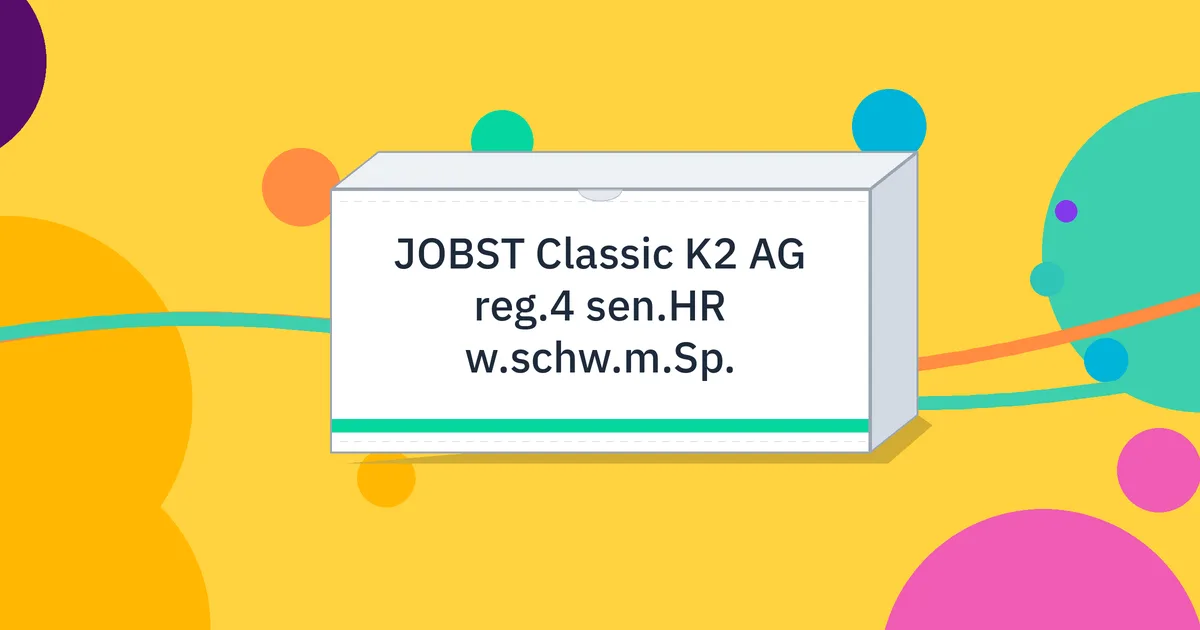 Symbolbild: Packung mit der Aufschrift JOBST Classic K2 AG reg.4 sen.HR w.schw.m.Sp. (PZN 17961057) – Verfügbarkeit und Bezug in Apotheken in Frankfurt am Main
