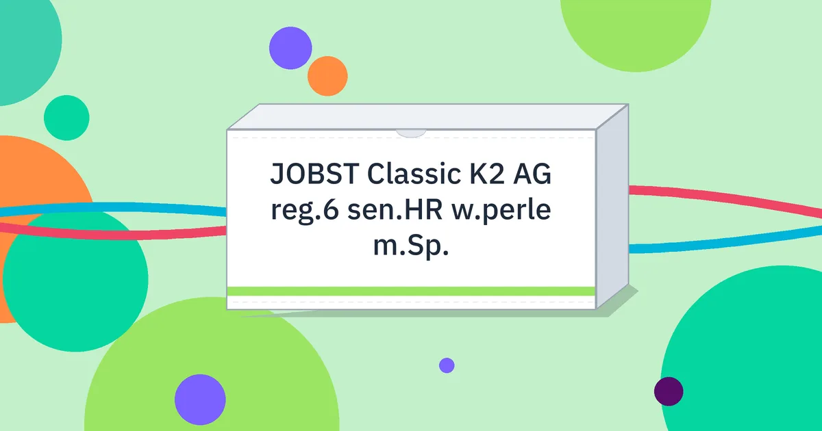 Symbolbild: Packung mit der Aufschrift JOBST Classic K2 AG reg.6 sen.HR w.perle m.Sp. (PZN 17960827) – Verfügbarkeit und Bezug in Apotheken in Frankfurt am Main