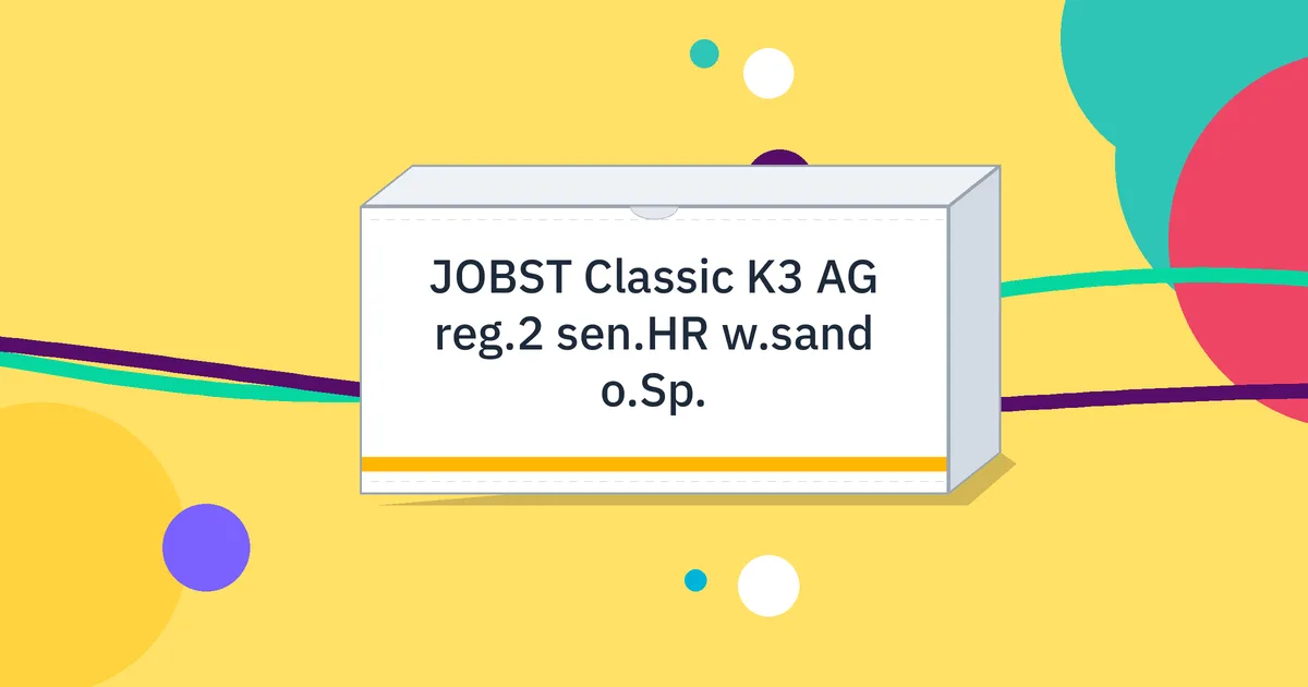 Symbolbild: Packung mit der Aufschrift JOBST Classic K3 AG reg.2 sen.HR w.sand o.Sp. (PZN 17957587) – Verfügbarkeit und Bezug in Apotheken in Frankfurt am Main