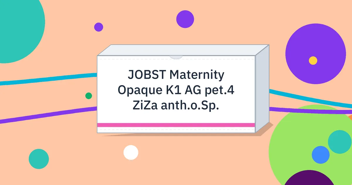 Symbolbild: Packung mit der Aufschrift JOBST Maternity Opaque K1 AG pet.4 ZiZa anth.o.Sp. (PZN 15854883) – Verfügbarkeit und Bezug in Apotheken in Frankfurt am Main