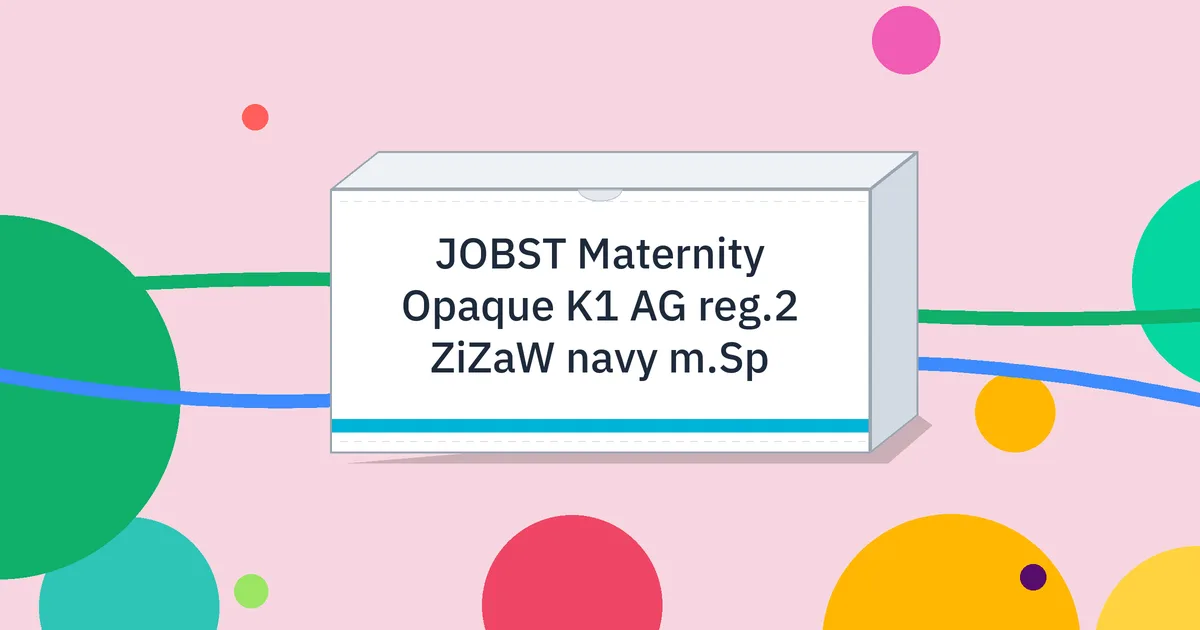 Symbolbild: Packung mit der Aufschrift JOBST Maternity Opaque K1 AG reg.2 ZiZaW navy m.Sp (PZN 15859509) – Verfügbarkeit und Bezug in Apotheken in Frankfurt am Main