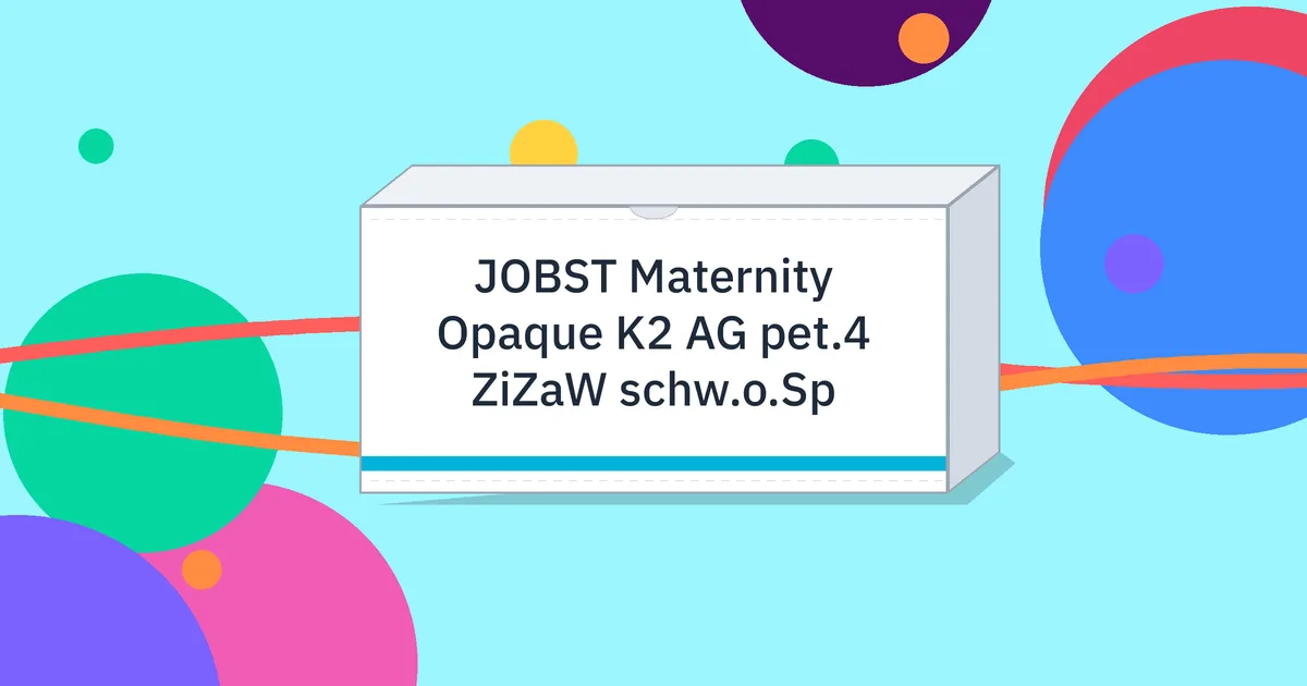 Symbolbild: Packung mit der Aufschrift JOBST Maternity Opaque K2 AG pet.4 ZiZaW schw.o.Sp (PZN 15853889) – Verfügbarkeit und Bezug in Apotheken in Frankfurt am Main