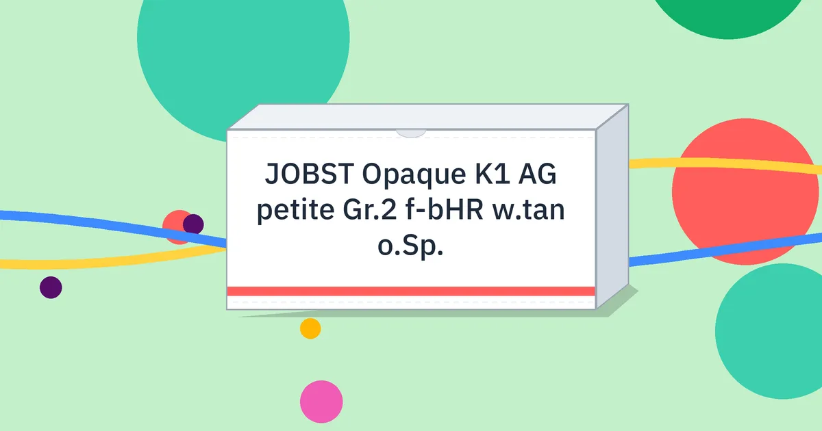 Symbolbild: Packung mit der Aufschrift JOBST Opaque K1 AG petite Gr.2 f-bHR w.tan o.Sp. (PZN 16269945) – Verfügbarkeit und Bezug in Apotheken in Frankfurt am Main