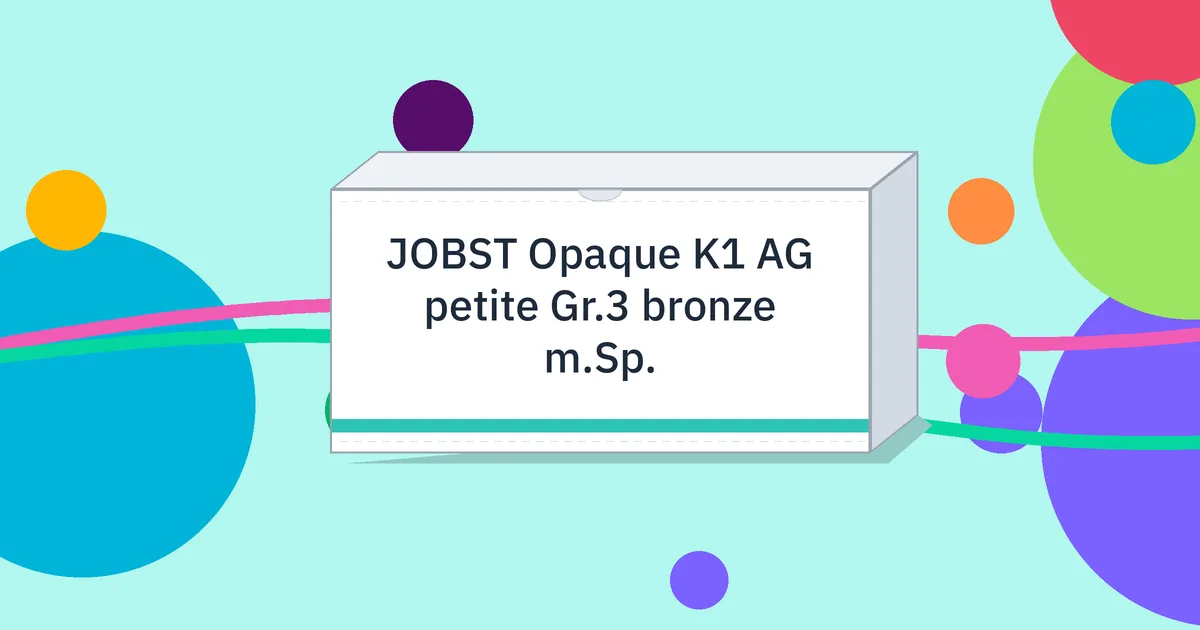 Symbolbild: Packung mit der Aufschrift JOBST Opaque K1 AG petite Gr.3 bronze m.Sp. (PZN 13083275) – Verfügbarkeit und Bezug in Apotheken in Frankfurt am Main