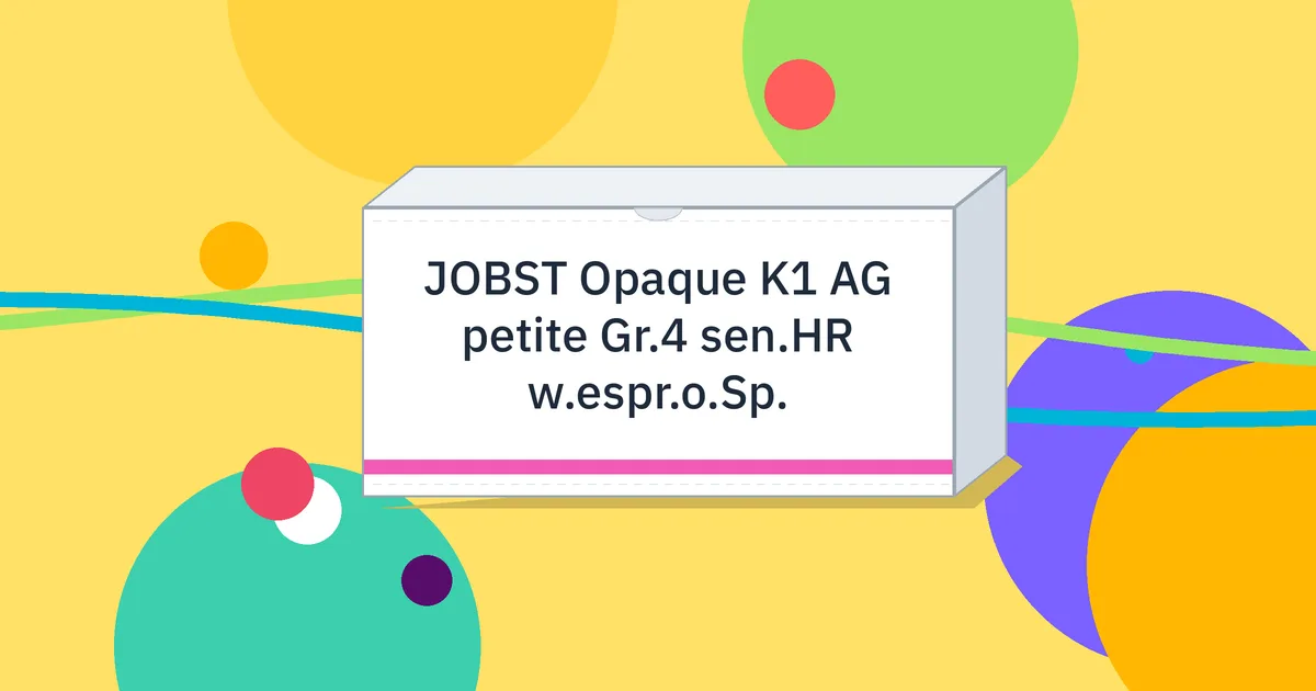 Symbolbild: Packung mit der Aufschrift JOBST Opaque K1 AG petite Gr.4 sen.HR w.espr.o.Sp. (PZN 16271149) – Verfügbarkeit und Bezug in Apotheken in Frankfurt am Main