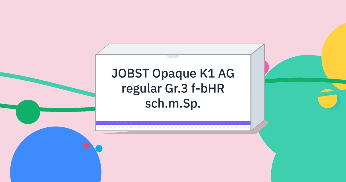 Symbolbild: Packung mit der Aufschrift JOBST Opaque K1 AG regular Gr.3 f-bHR sch.m.Sp. (PZN 13090772) – Verfügbarkeit und Bezug in Apotheken in Frankfurt am Main