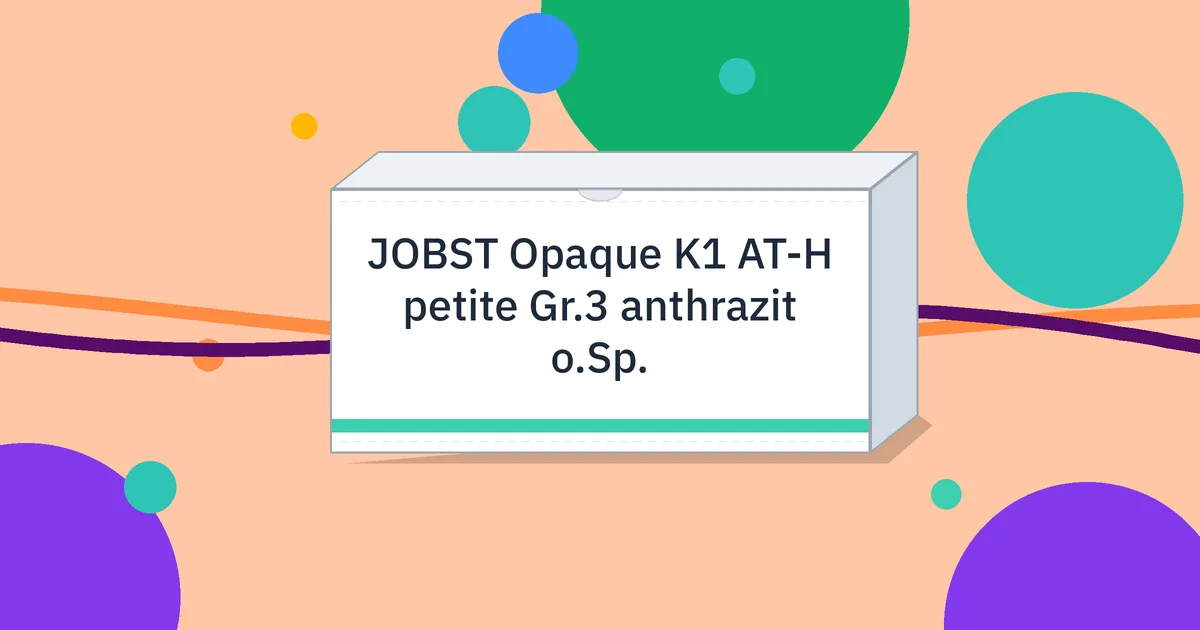 Symbolbild: Packung mit der Aufschrift JOBST Opaque K1 AT-H petite Gr.3 anthrazit o.Sp. (PZN 16275992) – Verfügbarkeit und Bezug in Apotheken in Frankfurt am Main