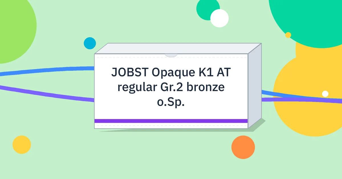 Symbolbild: Packung mit der Aufschrift JOBST Opaque K1 AT regular Gr.2 bronze o.Sp. (PZN 13107231) – Verfügbarkeit und Bezug in Apotheken in Frankfurt am Main