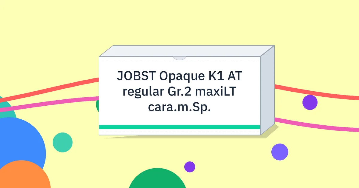 Symbolbild: Packung mit der Aufschrift JOBST Opaque K1 AT regular Gr.2 maxiLT cara.m.Sp. (PZN 13105918) – Verfügbarkeit und Bezug in Apotheken in Frankfurt am Main