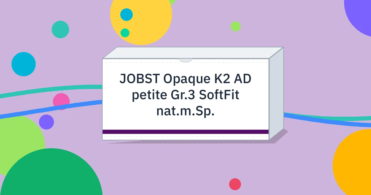 Symbolbild: Packung mit der Aufschrift JOBST Opaque K2 AD petite Gr.3 SoftFit nat.m.Sp. (PZN 11250533) – Verfügbarkeit und Bezug in Apotheken in Frankfurt am Main