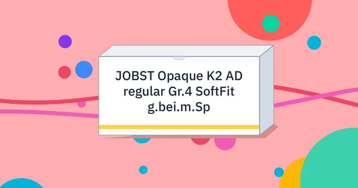 Symbolbild: Packung mit der Aufschrift JOBST Opaque K2 AD regular Gr.4 SoftFit g.bei.m.Sp (PZN 16277689) – Verfügbarkeit und Bezug in Apotheken in Frankfurt am Main