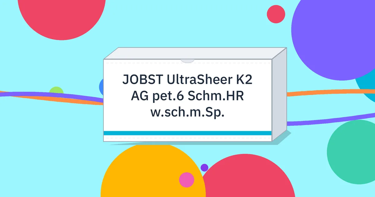 Symbolbild: Packung mit der Aufschrift JOBST UltraSheer K2 AG pet.6 Schm.HR w.sch.m.Sp. (PZN 11264765) – Verfügbarkeit und Bezug in Apotheken in Frankfurt am Main