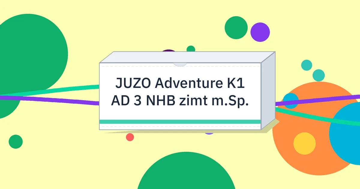 Symbolbild: Packung mit der Aufschrift JUZO Adventure K1 AD 3 NHB zimt m.Sp. (PZN 16491678) – Verfügbarkeit und Bezug in Apotheken in Frankfurt am Main