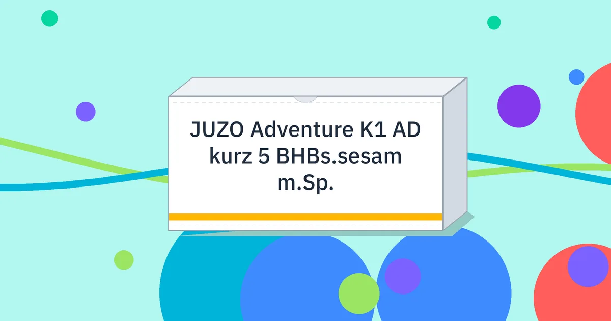 Symbolbild: Packung mit der Aufschrift JUZO Adventure K1 AD kurz 5 BHBs.sesam m.Sp. (PZN 16493507) – Verfügbarkeit und Bezug in Apotheken in Frankfurt am Main