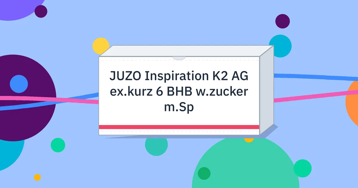 Symbolbild: Packung mit der Aufschrift JUZO Inspiration K2 AG ex.kurz 6 BHB w.zucker m.Sp (PZN 14851078) – Verfügbarkeit und Bezug in Apotheken in Frankfurt am Main