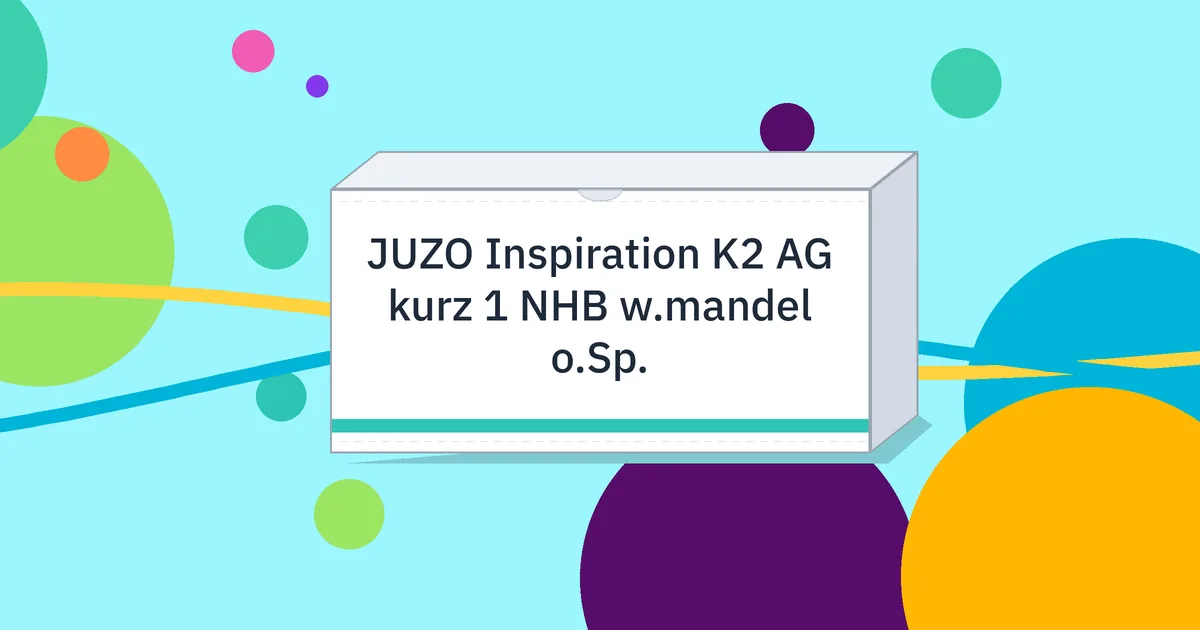Symbolbild: Packung mit der Aufschrift JUZO Inspiration K2 AG kurz 1 NHB w.mandel o.Sp. (PZN 14947134) – Verfügbarkeit und Bezug in Apotheken in Frankfurt am Main
