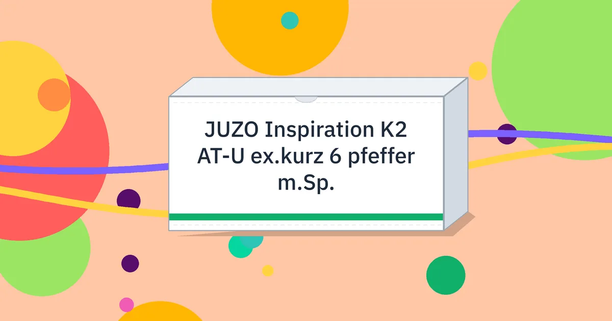 Symbolbild: Packung mit der Aufschrift JUZO Inspiration K2 AT-U ex.kurz 6 pfeffer m.Sp. (PZN 14966083) – Verfügbarkeit und Bezug in Apotheken in Frankfurt am Main