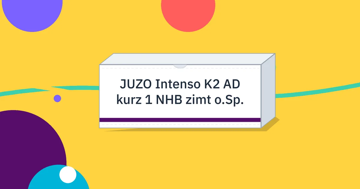Symbolbild: Packung mit der Aufschrift JUZO Intenso K2 AD kurz 1 NHB zimt o.Sp. (PZN 18621412) – Verfügbarkeit und Bezug in Apotheken in Frankfurt am Main