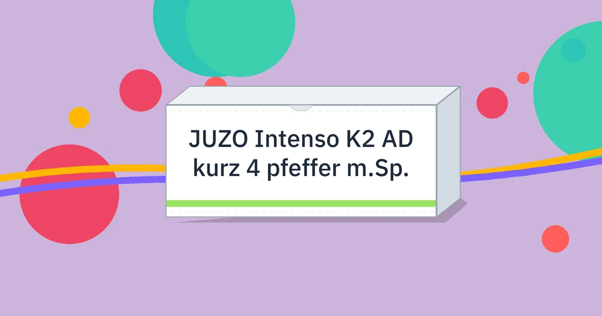 Symbolbild: Packung mit der Aufschrift JUZO Intenso K2 AD kurz 4 pfeffer m.Sp. (PZN 18607292) – Verfügbarkeit und Bezug in Apotheken in Frankfurt am Main