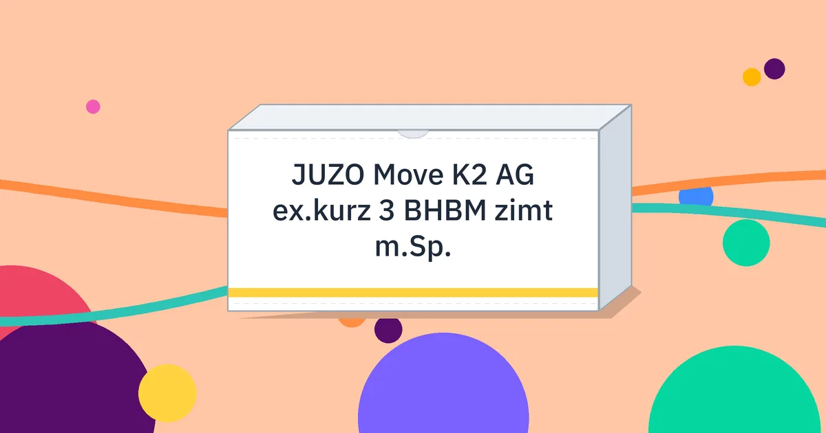 Symbolbild: Packung mit der Aufschrift JUZO Move K2 AG ex.kurz 3 BHBM zimt m.Sp. (PZN 18532542) – Verfügbarkeit und Bezug in Apotheken in Frankfurt am Main
