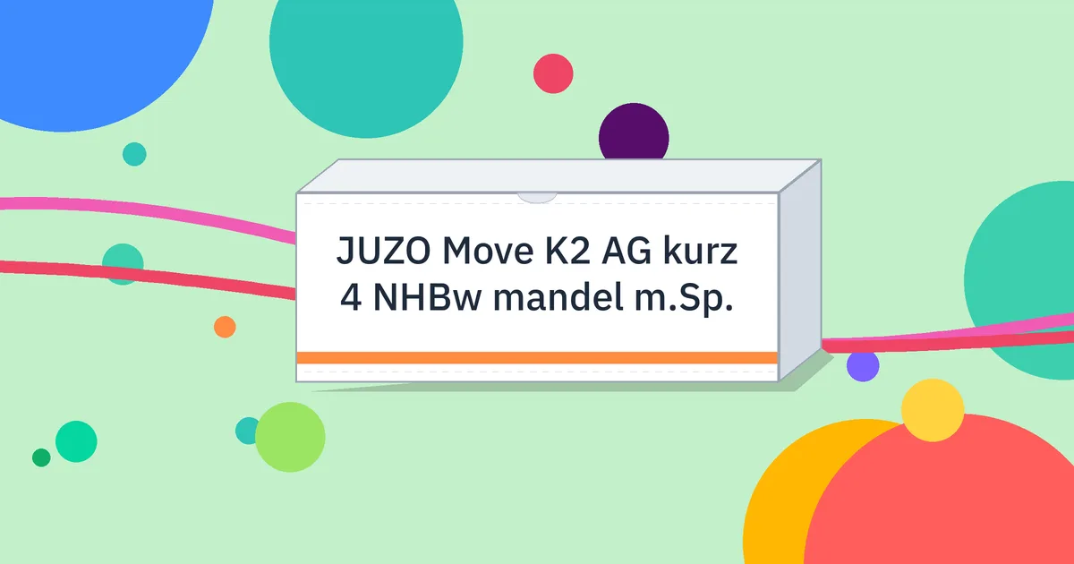 Symbolbild: Packung mit der Aufschrift JUZO Move K2 AG kurz 4 NHBw mandel m.Sp. (PZN 16640902) – Verfügbarkeit und Bezug in Apotheken in Frankfurt am Main